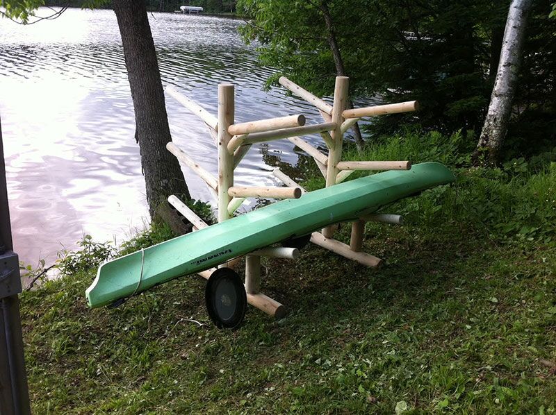 Freestanding Kayak & SUP Rack | Cedar Log Storage Racks for 6 Kayaks